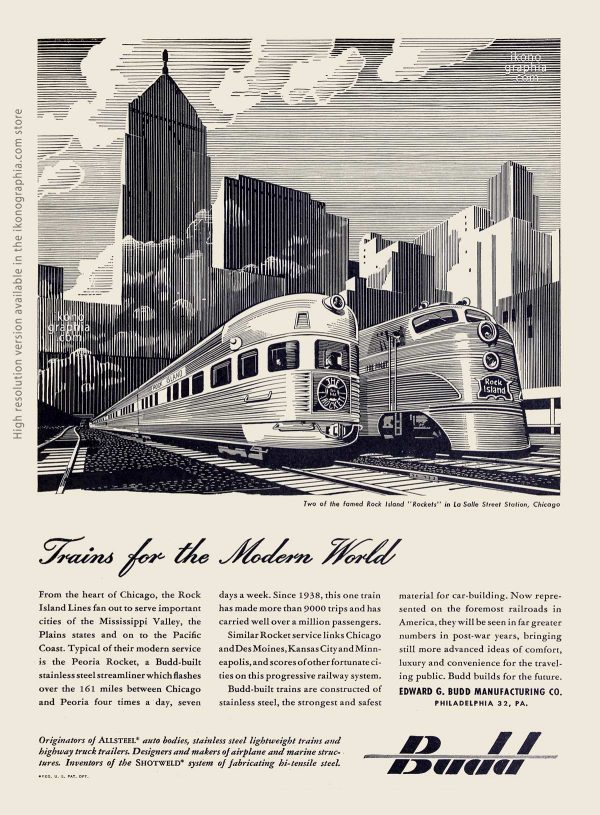 American Streamlined Trains. Striking Ads of the 1940s - Ikonographia